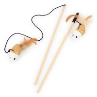 China Linen Pet Training Products Mouse Shaped Cat Toy Feather Wand Interactive for sale