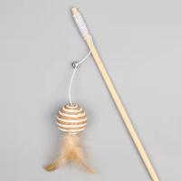 China Linen Pet Training Products Mouse Shaped Cat Toy Feather Wand Interactive for sale