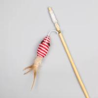 China Linen Pet Training Products Mouse Shaped Cat Toy Feather Wand Interactive for sale