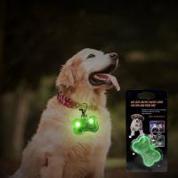 China Luminous Pet Tag LED Flashing Dog Collar Tag Anti Loss Bone Shaped for sale