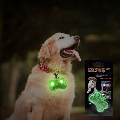 China Luminous Pet Tag LED Flashing Dog Collar Tag Anti Loss Bone Shaped for sale