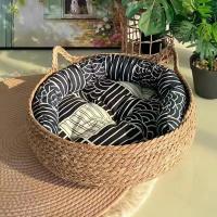 China Removable Straw Pet Bed Warm Cat Rattan Bed Washable Four Seasons Universal for sale