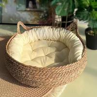 China Removable Straw Pet Bed Warm Cat Rattan Bed Washable Four Seasons Universal for sale