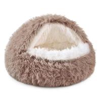China Semi Closed Fluffy Pet Beds Comfortable Soft Fluffy Cat Bed Easy To Clean for sale
