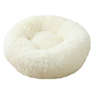 China Washable Round Fluffy Pet Bed Luxury Soft Plush Cat Bed Portable for sale