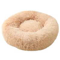 China Washable Round Fluffy Pet Bed Luxury Soft Plush Cat Bed Portable for sale