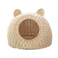 China Handmade Woven Dog Cave House Cute Rattan Cat Nest Indoor for sale