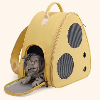 China PU Pet Carrier Bag Luxury Airline Approved Cat Backpack With Window for sale