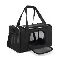 China Canvas Polyester Foldable Pet Carrier Black Cat Carrier Shoulder Bag Rectangle for sale