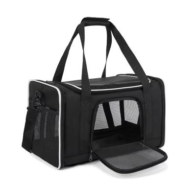 China Canvas Polyester Foldable Pet Carrier Black Cat Carrier Shoulder Bag Rectangle for sale