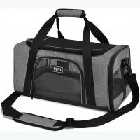 China Canvas Polyester Foldable Pet Carrier Black Cat Carrier Shoulder Bag Rectangle for sale
