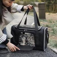 China Canvas Polyester Foldable Pet Carrier Black Cat Carrier Shoulder Bag Rectangle for sale