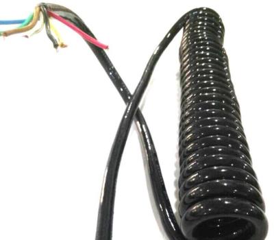 China Shielded Spring Coiled Electrical Cable - PUR Sheath, 300V 80°C Rated, UL/cUL Certified Multi-Core Flex Wire for sale