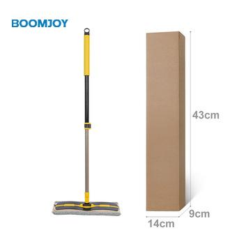 China Boomjoy Easy Sustainable Broom Kitchen Dust Broom Cotton Wet Hand Free With Hardwood Fixed Tile Handle Flat Broom for sale