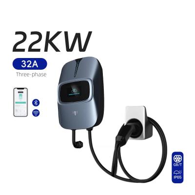 China High-Capacity 22kW AC Fast Charger Station 3 Phase Type 2 Socket Smart Load Balancing System Secure Public Parking EVSE Unit for sale
