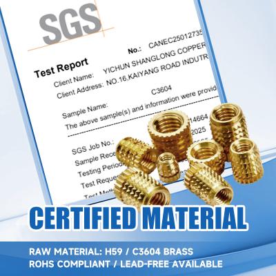 China Brass Heat Set Inserts for 3D Printed Parts Custom Thread Non Standard Precision Fasteners for sale