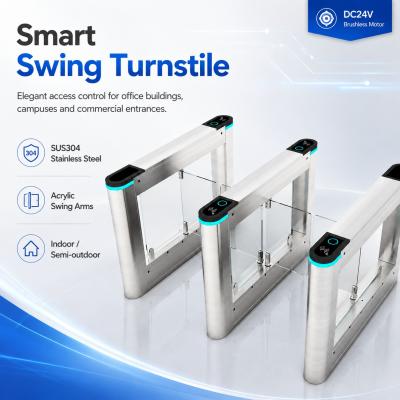 China IP54 Swing Turnstile with Anti-Tailgating and DC24V Brushless Motor for Secure Pedestrian Swing Barrier Gate Access Control for sale