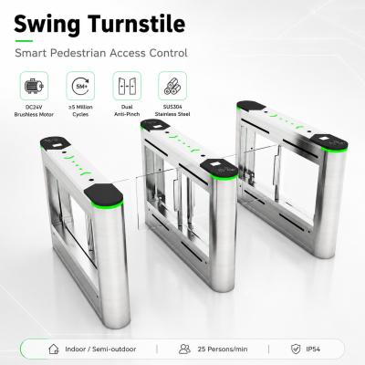 China IP54 Swing Turnstile with SUS304 Stainless Steel Housing and DC24V Brushless Motor for Reliable Access Control for sale