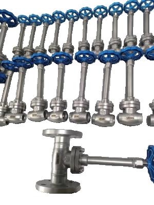 China DJ61F-50P Cryogenic Globe Valve with PTFE Seal for -196°C to +80°C Applications and 5.0Mpa Maximum Pressure in 3/8''-4'' Size for sale