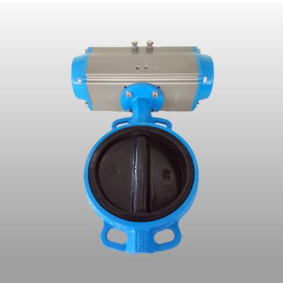 China Wafer Butterfly Valve with Double-Acting Pneumatic Actuator DN25-DN1000 2-8 Bar Pressure Range for sale