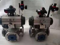 China Customized Pneumatic Three-Way Ball Valve with Actuator 2-8 Bar Pressure Range ISO5211 DIN3337 Standard for sale