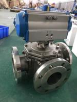 China Customized Pneumatic Three-Way Ball Valve with Actuator 2-8 Bar Pressure Range ISO5211 DIN3337 Standard for sale
