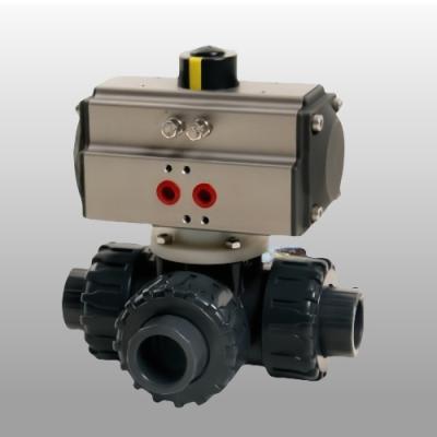 China AT Series Pneumatic Actuator UPVC Ball Valve 2-8 Bar Explosion Proof with ISO5211 Connection for sale