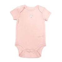China Pink Soft Cotton Knitted Round Neck Snap Button Baby Rompers for 0-24 Months Summer for sale