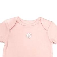 China Pink Soft Cotton Knitted Round Neck Snap Button Baby Rompers for 0-24 Months Summer for sale