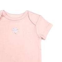 China Pink Soft Cotton Knitted Round Neck Snap Button Baby Rompers for 0-24 Months Summer for sale