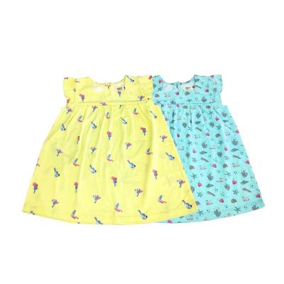 China Summer Baby Dress Shoulderless Flower Decoration Toddler Clothing Cotton Midi A-Line for sale