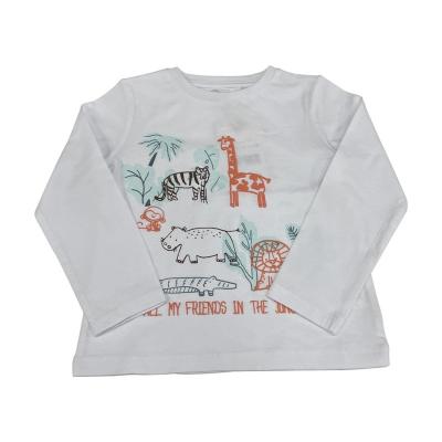 China 100% Cotton Baby Boys T-Shirt Stock Lots 0-3Month Cartoon Print O-Neck Toddler Clothes for sale