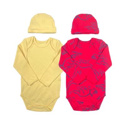 China Organic Cotton Baby Romper Bodysuit 3-6 Months Snap Button with Cap Summer for sale