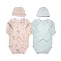 China Organic Cotton Baby Romper Bodysuit 3-6 Months Snap Button with Cap Summer for sale