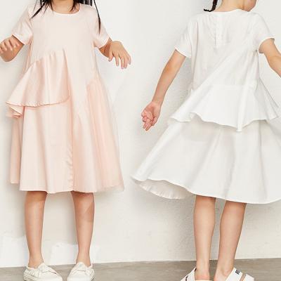 China O-Neck Lace Layered Cotton Baby Girl Dress for Infants Toddlers Knee-Length for sale