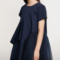 China Knee Length Layered Tulle Baby Girl Dress Short Sleeve O Neck for Birthday Party for sale