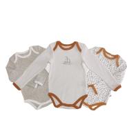 China 100% Cotton Baby Romper Bodysuit Summer Long Sleeve Snap Button Knitted for 0-24 Months for sale