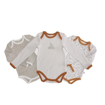 China 100% Cotton Baby Romper Bodysuit Summer Long Sleeve Snap Button Knitted for 0-24 Months for sale