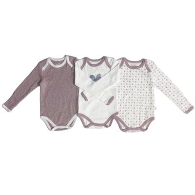 China Organic Cotton Baby Romper Long Sleeve Snap Button Bodysuit for Newborn Girls 0-36 Months for sale