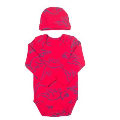 China Wholesale 100% Cotton Baby Bodysuit Romper Set 0-24 Months Summer Knitted Clothing with Cap for sale