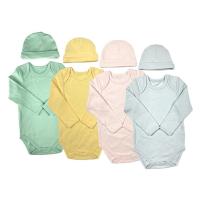 China Baby Boys 100% Cotton Long Sleeve Rompers Set with Cap Summer 4 Colors OEM for sale