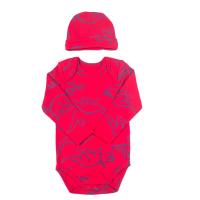 China 100% Cotton Unisex Baby Romper Clothing Sets Long Sleeves Hat Button Closure 0-24 Months for sale