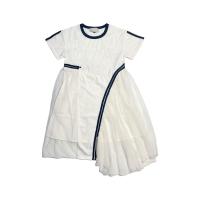 China Children Cotton Spandex Striped Layered Tulle Dress with Lace Knee Length OEM for sale