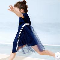 China Children Cotton Spandex Striped Layered Tulle Dress with Lace Knee Length OEM for sale