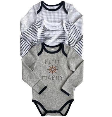 China Baby Boys Clothing Onesie Rompers Set 3 Piece Newborn 12 Months Cotton Snap Button for sale
