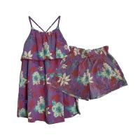 China Cotton Floral Kids Clothing Set for Girls England Style Sling Dress Suit Ages 2-10 for sale
