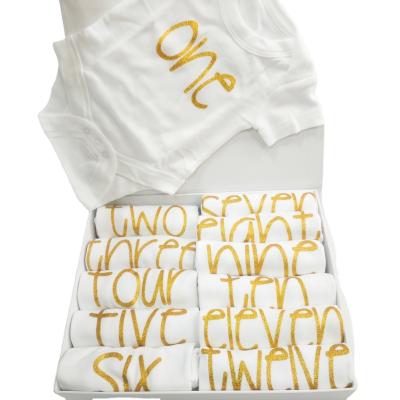 China Baby Cotton Rompers Gift Set with Gold Printing 0-12 Months OEM for sale