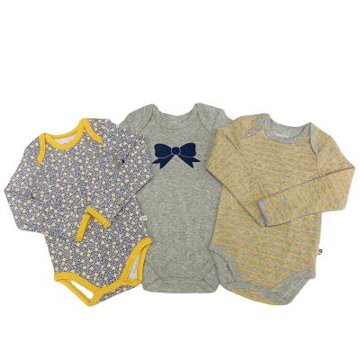 China Custom Cotton Baby Bodysuit White Full Print Unisex Long Sleeve Bodysuit With Button for 0-36 Months for sale