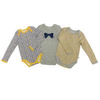 China Custom Cotton Baby Bodysuit White Full Print Unisex Long Sleeve Bodysuit With Button for 0-36 Months for sale