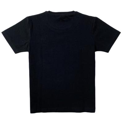 China Summer Embroidered Black Knitted Crewneck Boys T-Shirts Short Sleeve 94% Cotton 6% Spandex Sizes 3Y-10Y for sale